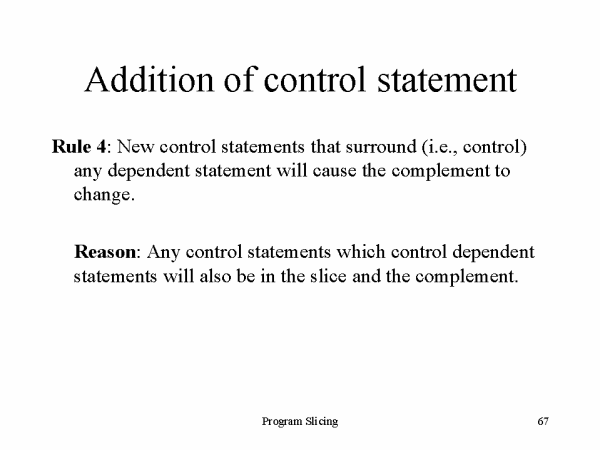 Addition of control statement