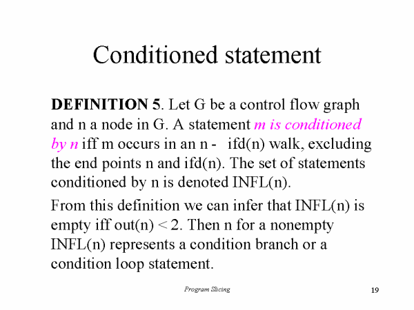 Conditioned statement