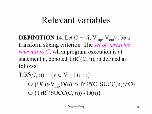 Relevant variables